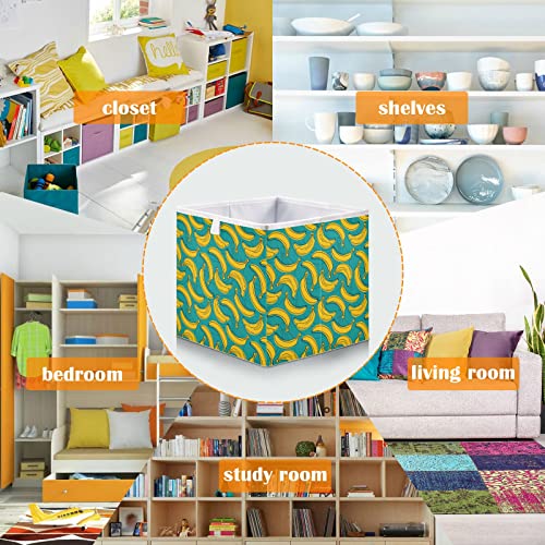 visesunny Closet Baskets Banana Storage Bins Fabric Baskets for Organizing Shelves Foldable Storage Cube Bins for Clothes, Toys, Baby Toiletry, Office Supply
