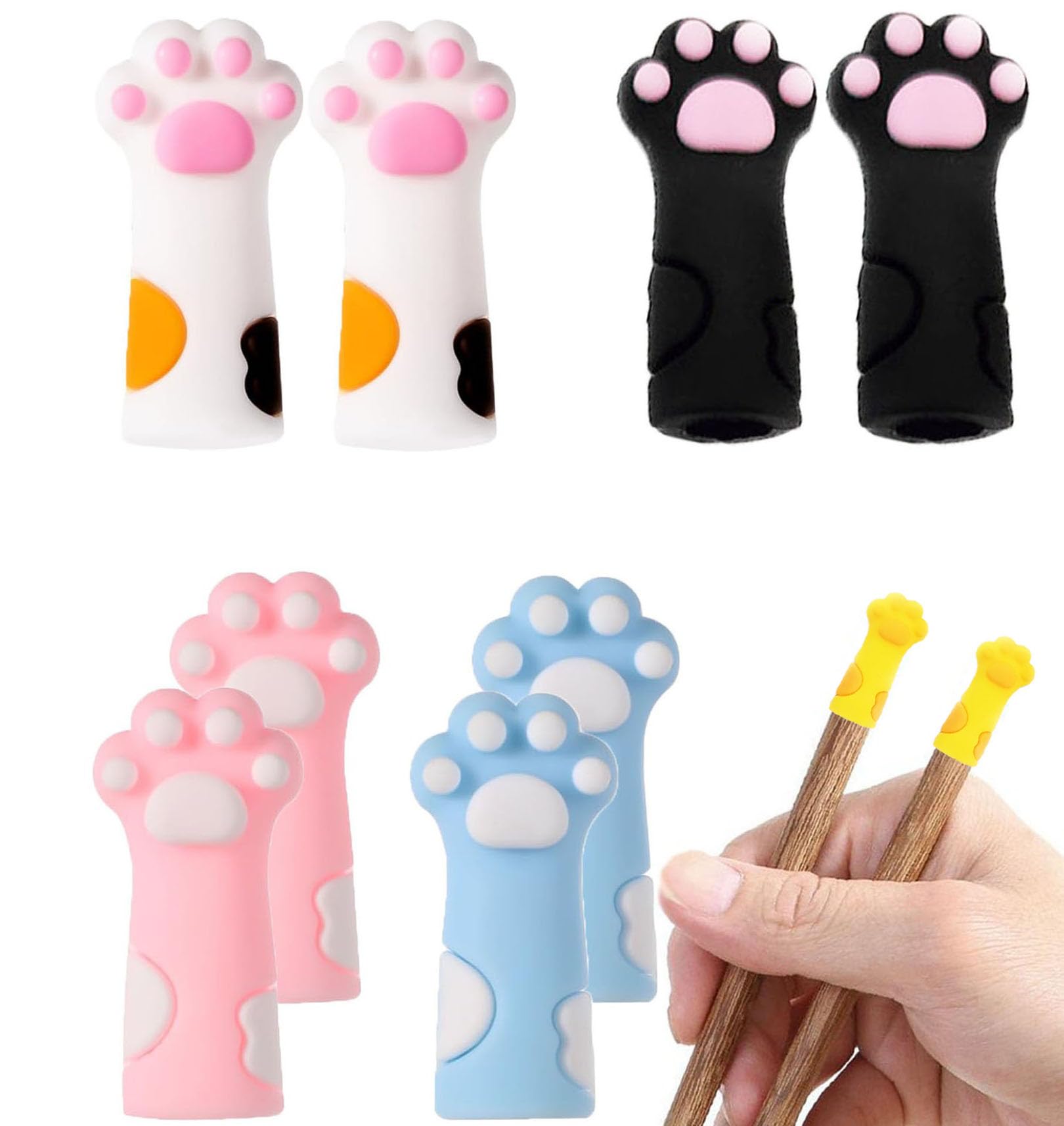 Generic 10Pcs Silicone Chopstick Head Cover,Cat Paw Cap Holder,Cute Chopstick Protective chopsticks helper, universal