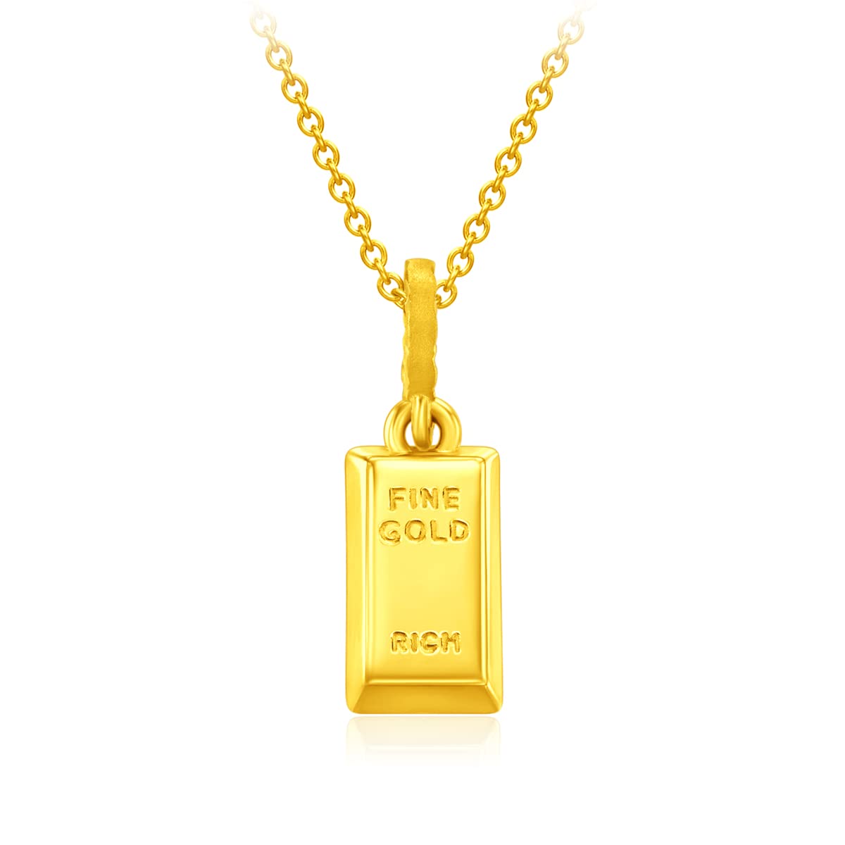 CHOW TAI FOOK 999 Pure 24K Gold Gold & Rich gold bar pendant (Mini)