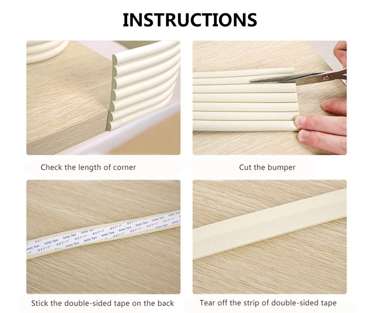 GFQLONG Baby Proofing Edge and Corner Guards,3M Pre-Taped Furniture Bumper, (13.12ft Edge + 8 Corners),Grey