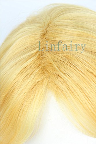 Linfairy Short Straight Blonde Cosplay Wig Halloween Costume Wig for Men sung