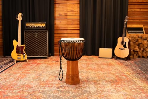 Meinl Percussion ADJ2-XL+BAG African Style Rope Tuned 13-Inch Wood Djembe with Bag, Brown