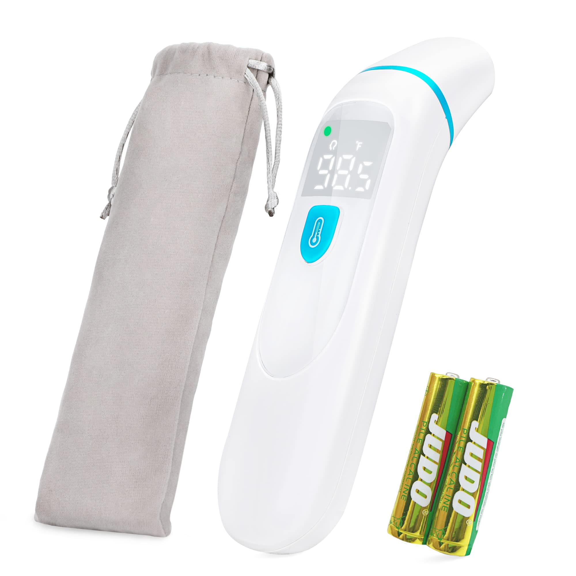 Digital Infrared Ear Thermometer for Adults and Kids Baby Babies Toddlers Forehead Fever Instant Read Basal Thermometers for Humans, Home with Fever Alarm, LED Display and Memory Function