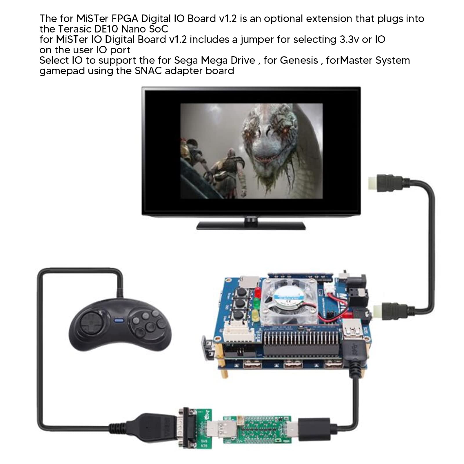 Digital IO Board,Professional Manual Soldering V1.2 for Mister FPGA 7 USB Port IO Board for Terasic Nano Accessories