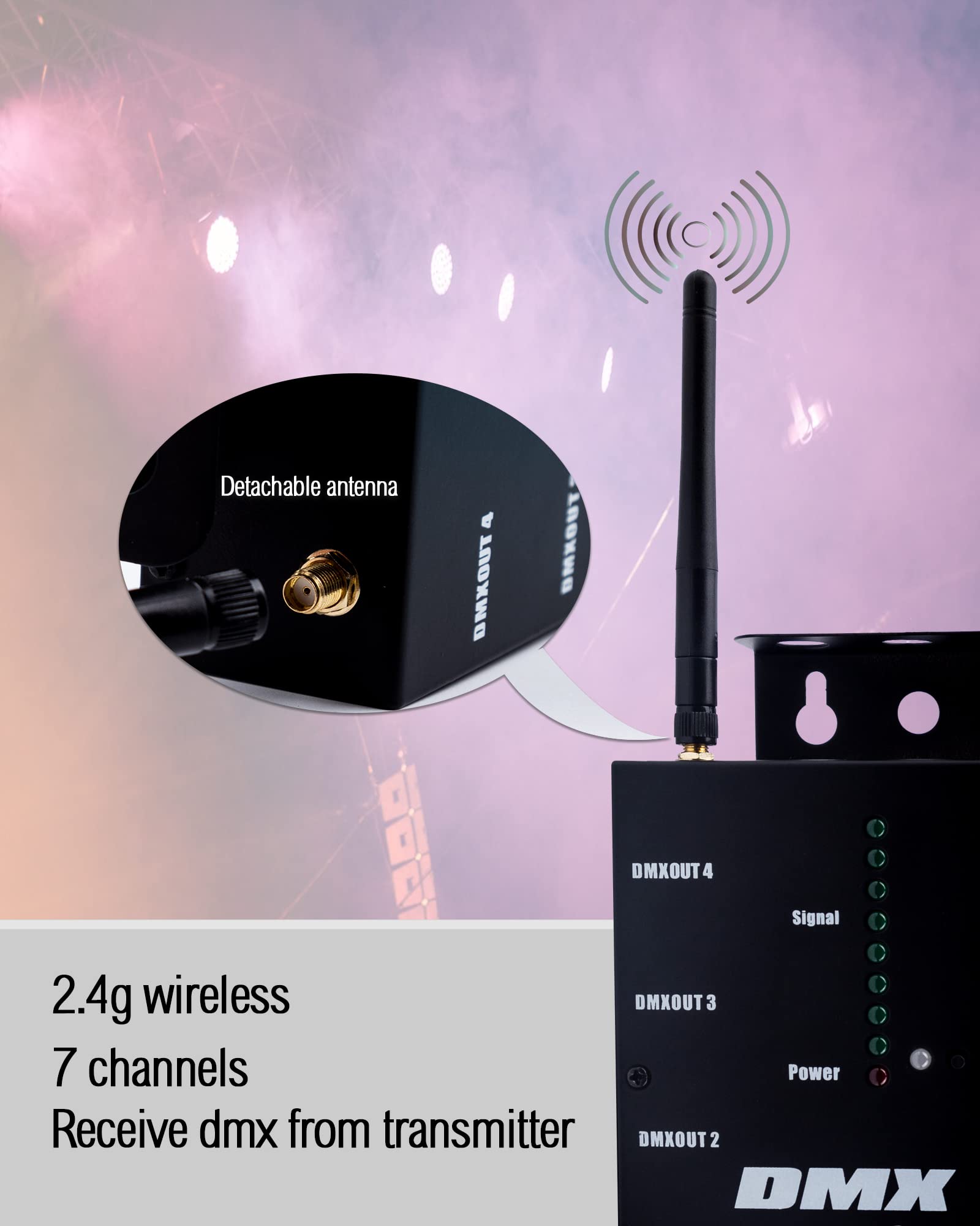 Pknight 8-Way Isolated DMX Splitter with 2.4g wireless Receiver Function
