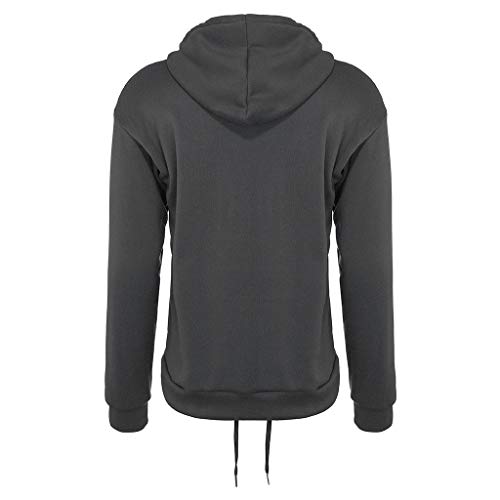 Thenlian Men's Casual Pure Color Turtleneck Pullover Hoodie Long Sleeve Sweatershirt Tops(M, Gray)