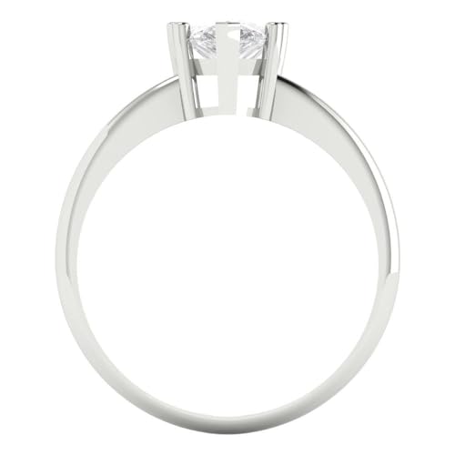 Clara Pucci 2.0 ct Pear Cut Solitaire Moissanite Engagement Wedding Bridal Promise Anniversary Ring 18K White Gold Size 5.25