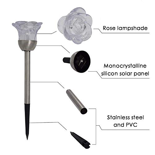 ZUQIEE Solar Lawn Home Garden Light Solar Waterproof Light LED Outdoor Decorative Light Floor Lamp Outdoor Rose Light Floor Lamp