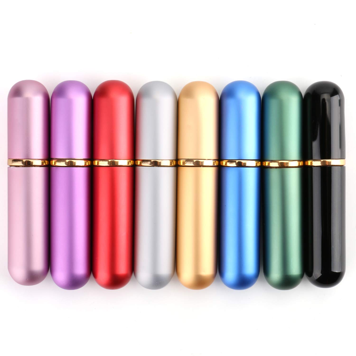 Bekith Set of 8 Colors Empty Essential Oil Personal Inhaler Refillable Aluminum and Glass - Nasal Inhalers Set with 20 Cotton Wicks and 4 Opening Tool