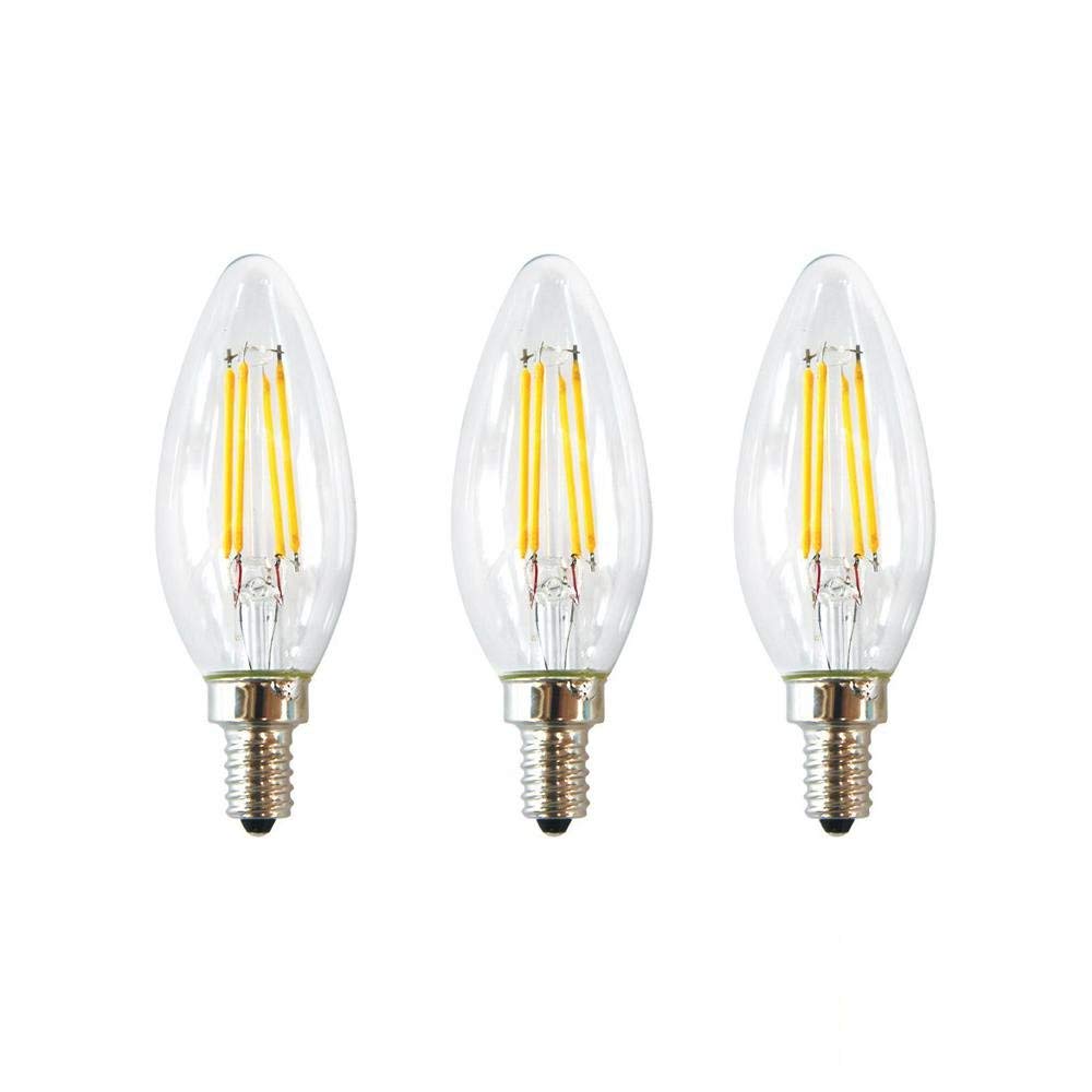 EcoSmart 40-Watt Equivalent B11 E12 Base Dimmable Clear Filament Vintage Style LED Light Bulb, Soft White (3-Pack)