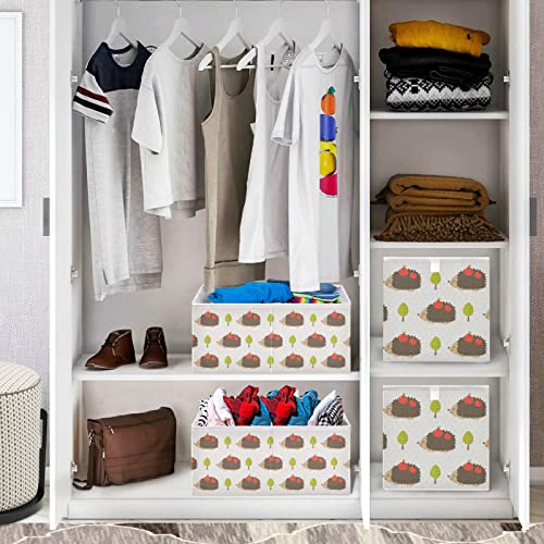 visesunny Closet Baskets Storage Bins Hedgehog Cute Animal Fabric Baskets for Organizing Shelves Foldable Storage Cube Bins for Clothes, Toys, Baby Toiletry, Office Supply