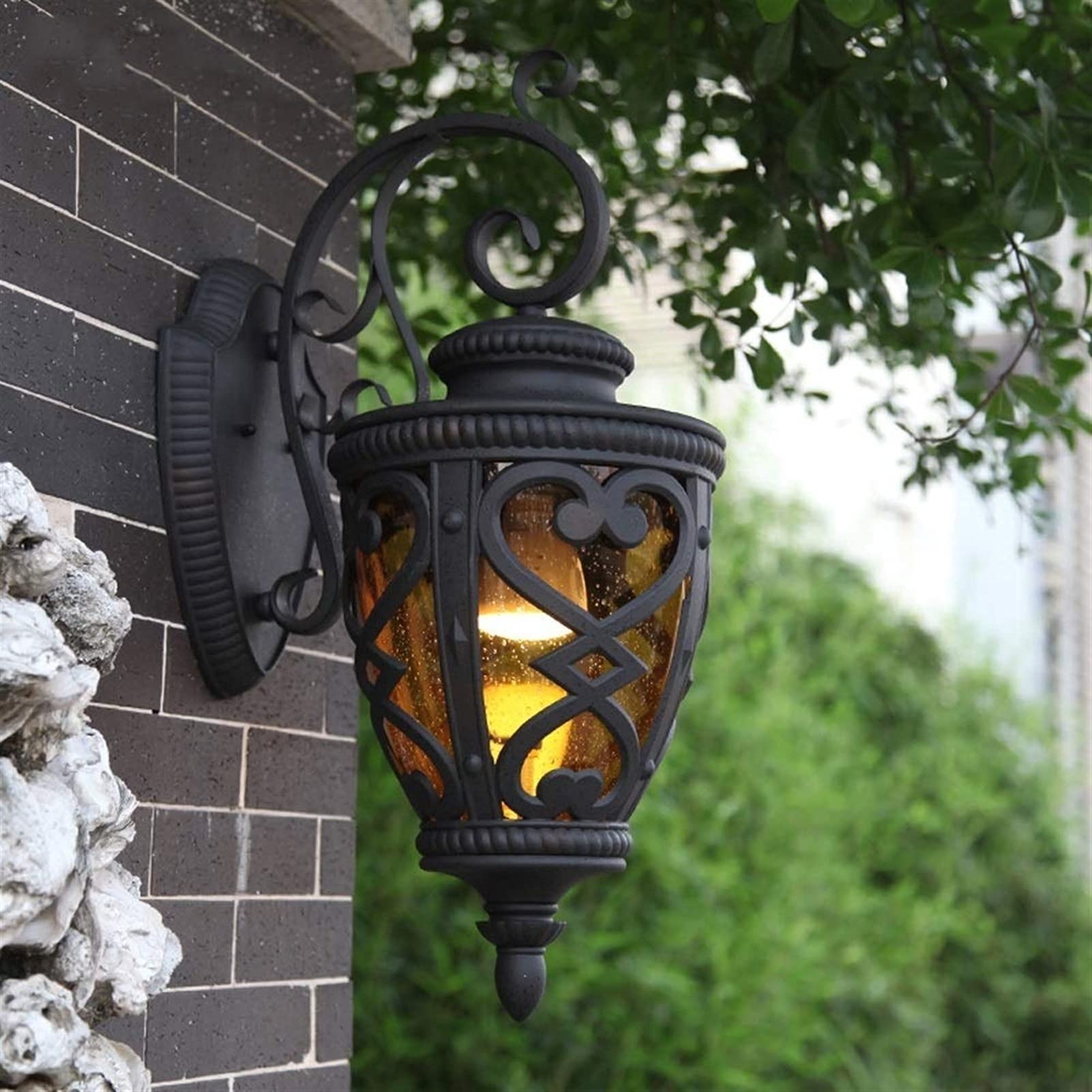 Zziyj Aluminum Lights Glass Shade Corridor Aisle Night IP55 American Outdoor Waterproof Wall Lamp Garden Light Home Terrace