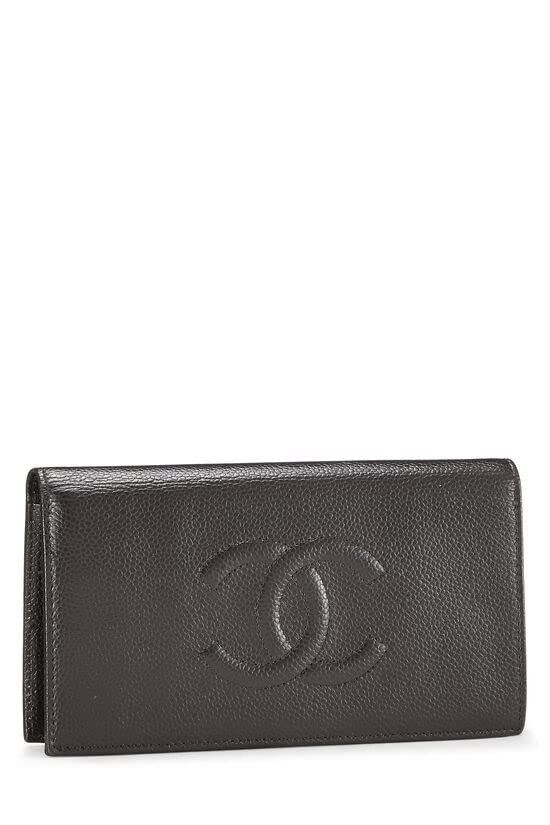 CHANEL, Pre-Loved Brown Caviar Timeless 'CC' Yen Wallet, Brown