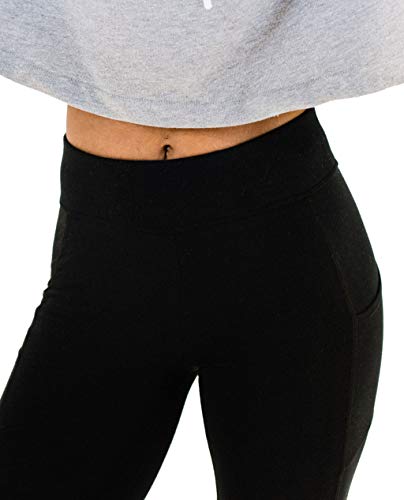 Spalding Womens Activewear Cotton Blend 28" Inseam with Pocket Leggings, Black, Small US