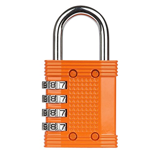 FortLocks Padlock - 4 Digit Combination Lock for Gym Outdoor & School Locker, Fence, Case & Shed β Heavy Duty Resettable Set Your Own Combo β Waterproof & Weatherproof (1 Pack - Orange)