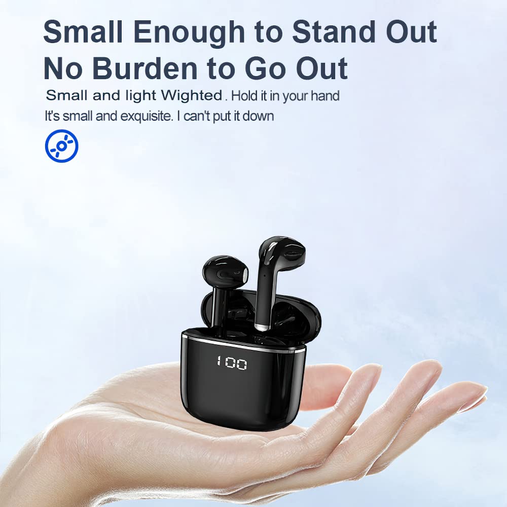 HORNORM Wireless Earbuds Bluetooth 5.0 Headphones with Microphone Stereo Gaming Sport in Ear Earbuds Headsets with LED Display Charging Case,48Hrs Playtime Stereo Sound