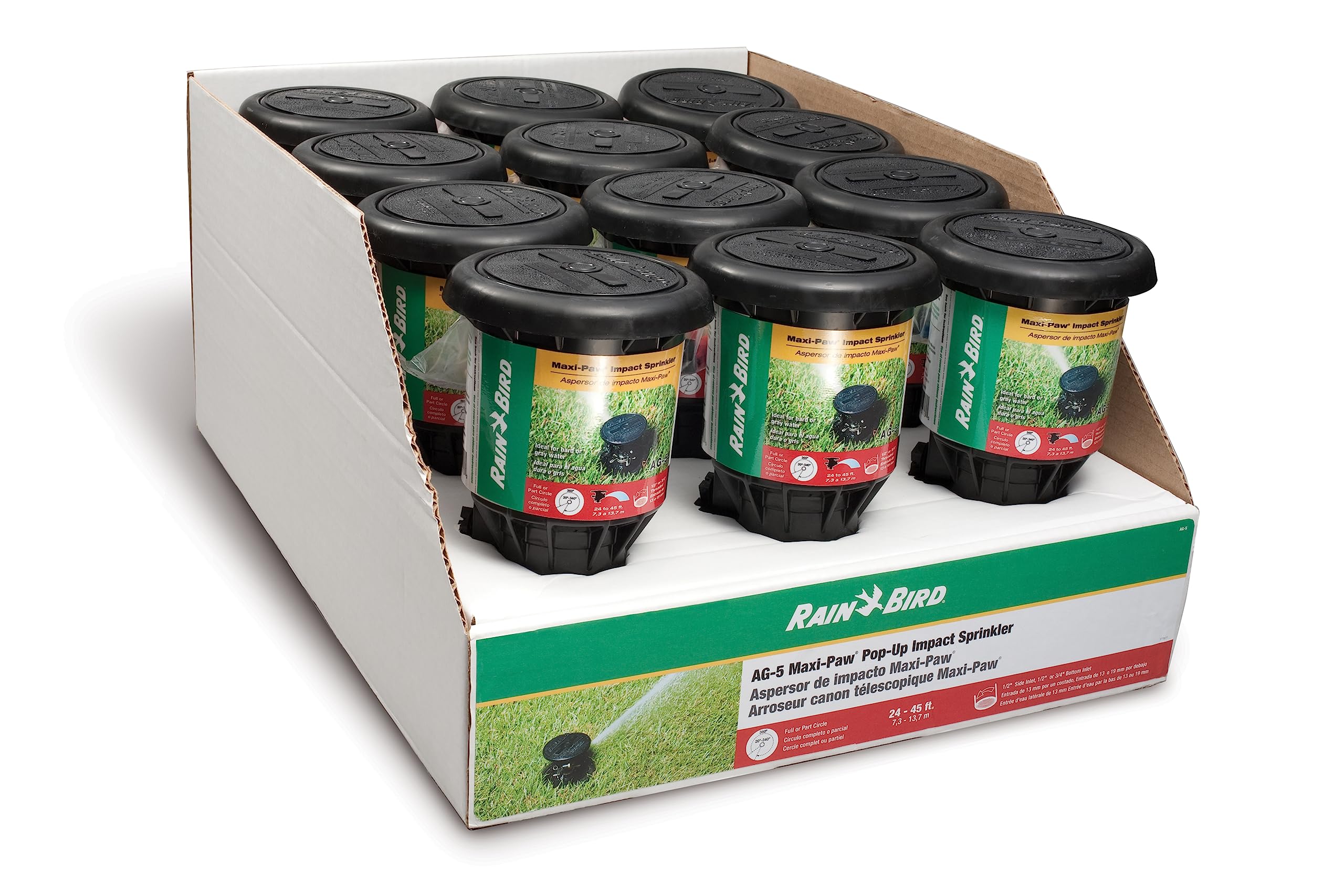 Rain Bird AG-5 All Gallonage Pop-Up Impact Sprinkler, Adjustable 20° - 360° Pattern, 24' - 45' Spray Distance