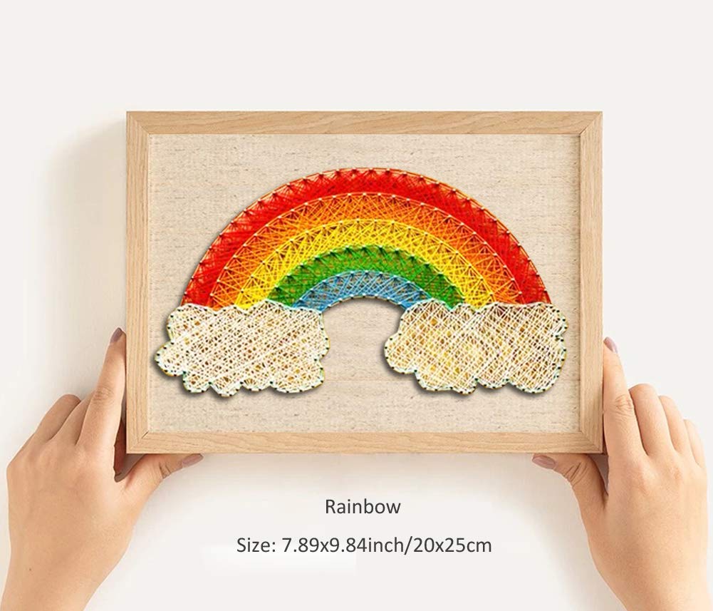 RM Studio DIY String Art Kit with All Necessary Accessories and Frame for Kids Students, Adult Crafts Kit, Home Wall Decorations Unique Gift (Rainbow)