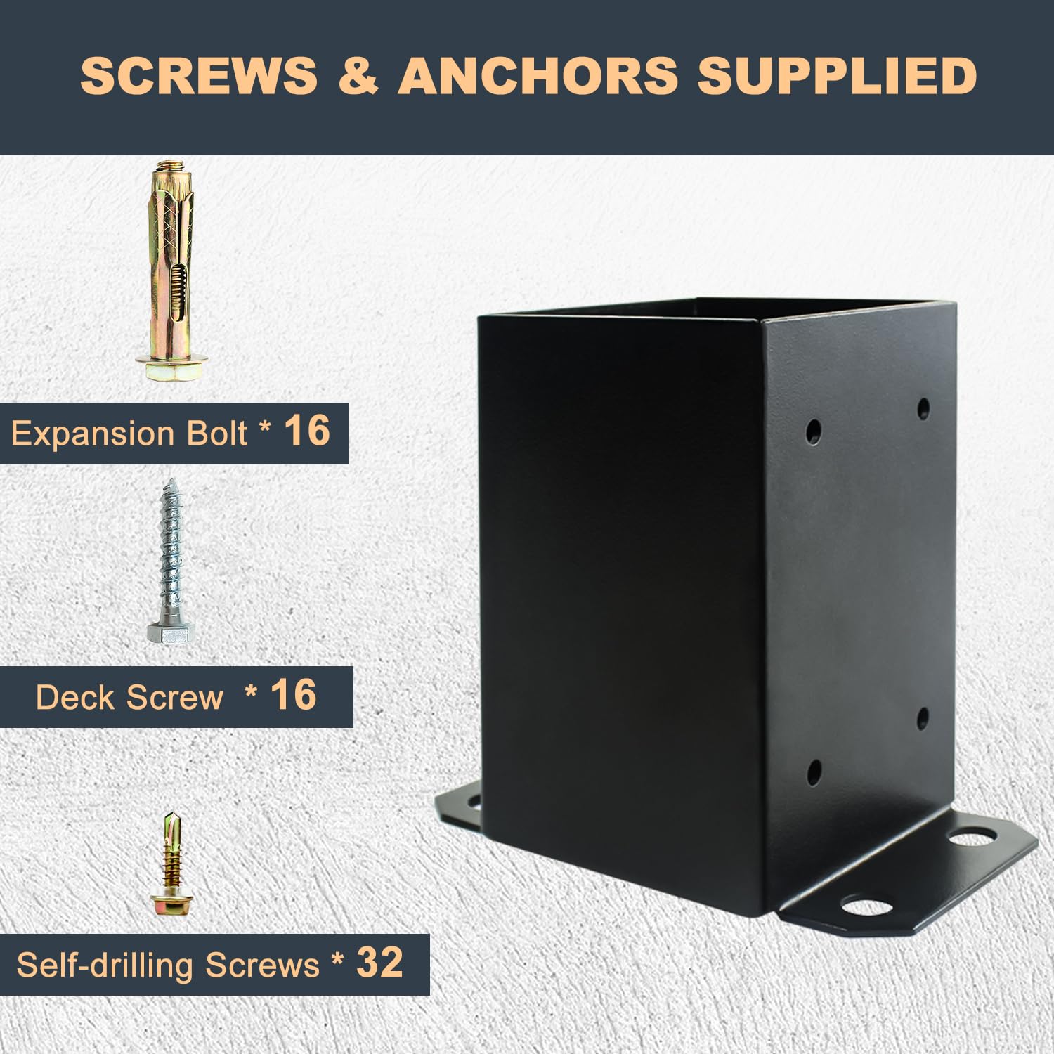 Belinova 4 x 4 Post Base Deck Post Bracket Pergola Brackets Heavy Duty Metal Fence Deck Post Anchor for Wood Fence Black Powder Coated for Concrete Support Base Plate 4 PCS (Inner Size 3.6 x 3.6 inch)