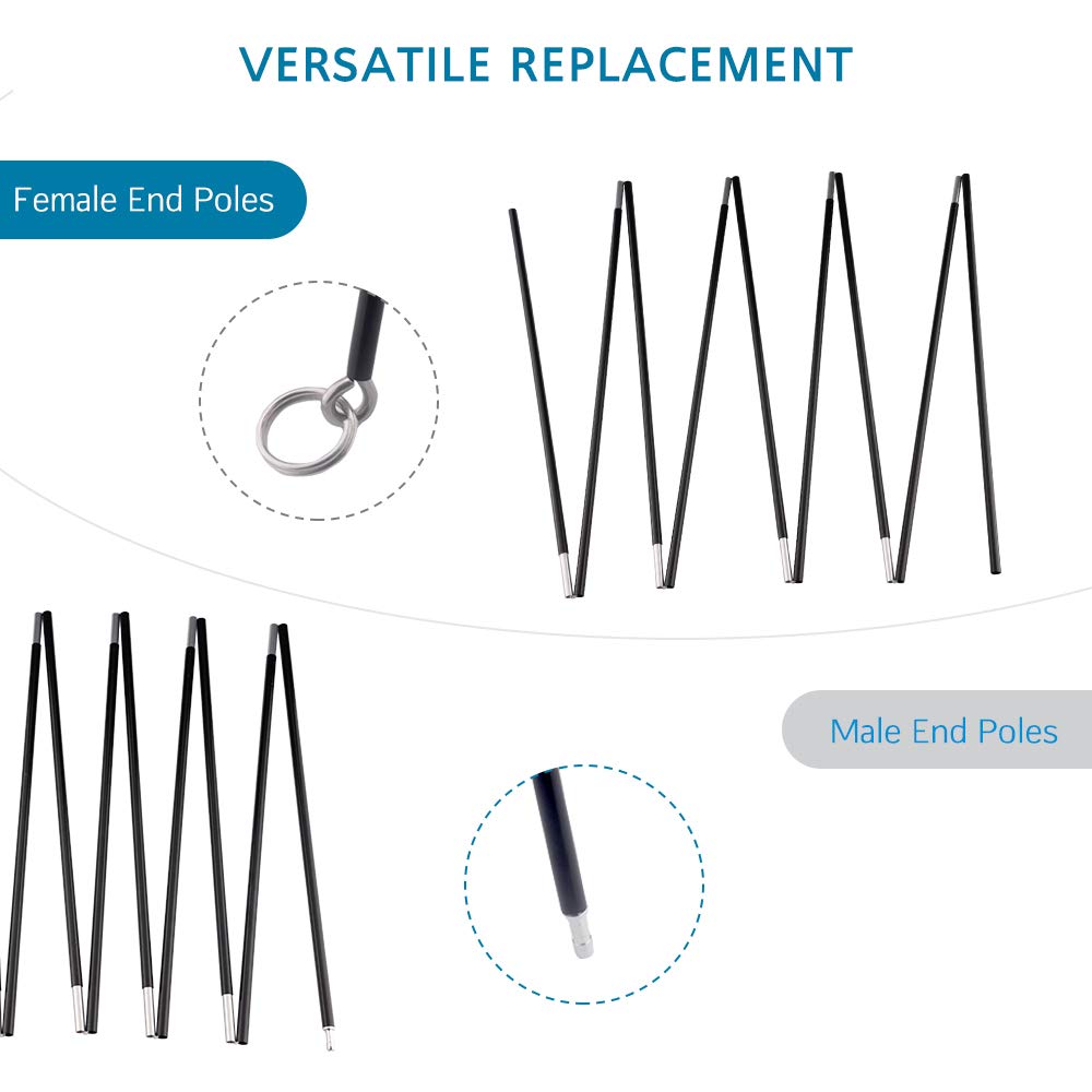 BRILLIANCE4U Tent Poles Replacement 0.33”/8.5mm, Fits both Female and Male Ends, Lightweight Tent Pole Repair Kit, 7001 Aluminum Alloy Tent Rod,14ft 7in 1 Pole Pack