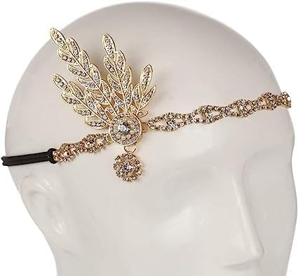 Ro Rox 1920's Great Gatsby Party Boho Bridal Wedding Flapper Headband Headpiece - Gold
