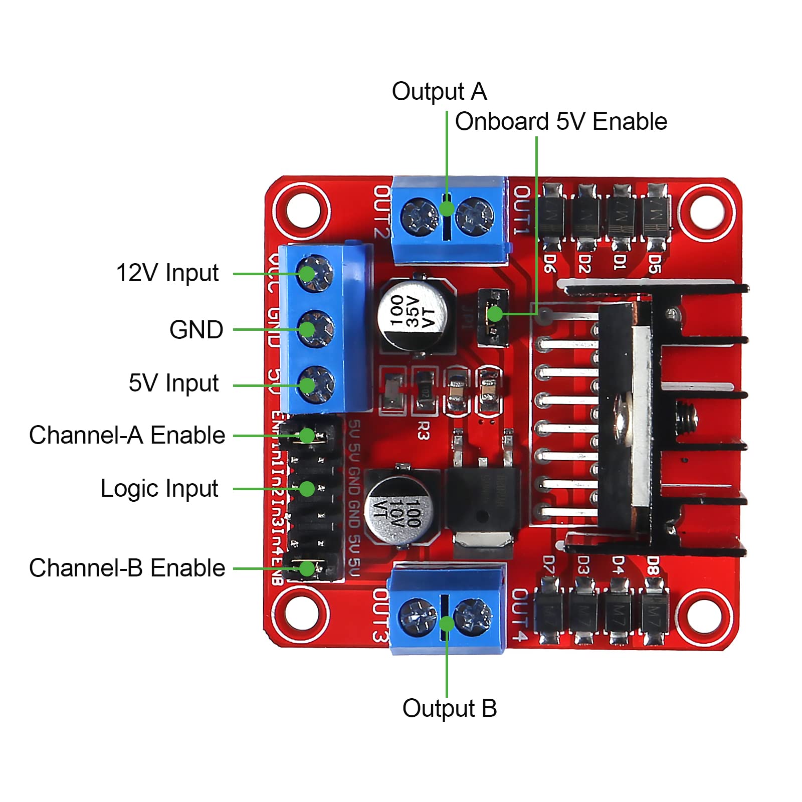 Diitao 2pcs L298N Motor Drive Controller Board Module Stepper Motor TT Motor Control Module Dual H-Bridge with 4pcs DC Motor and Smart Car Wheel for Arduino