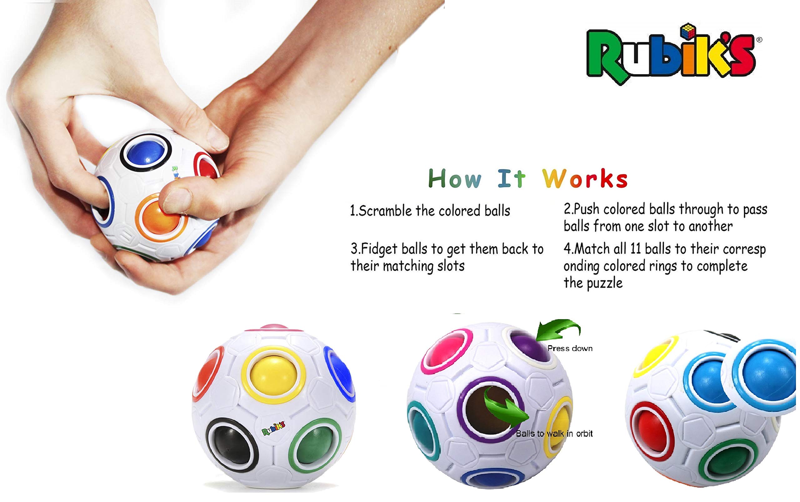 Rubiks 3 Piece Gift Set | Rainbow Ball | 2X Magic Stars