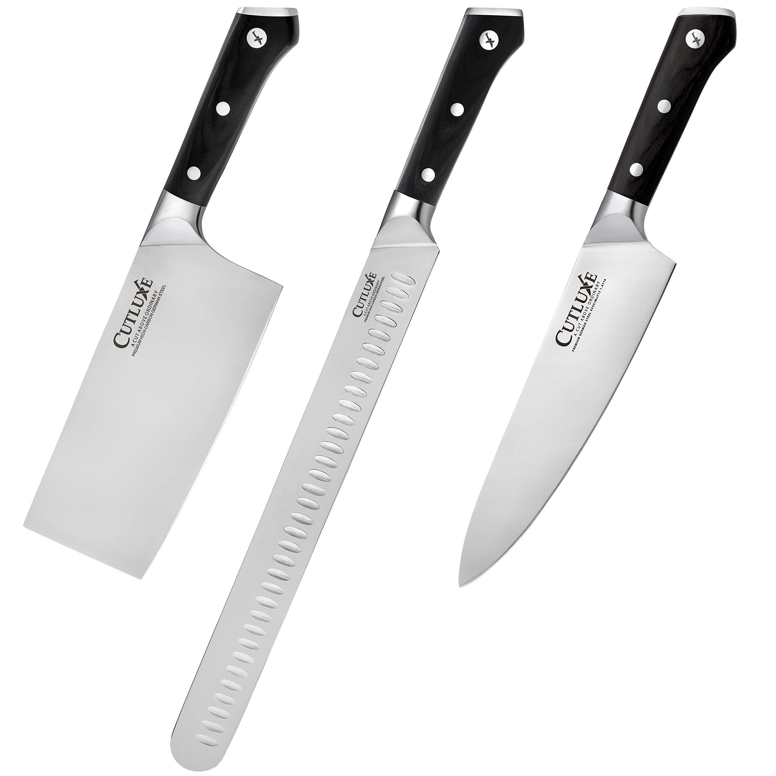 Cutluxe Cleaver Knife, Carving Knife & Chef Knife– Forged High Carbon German Steel – Full Tang & Razor Sharp – Ergonomic Handle Design – Artisan Series
