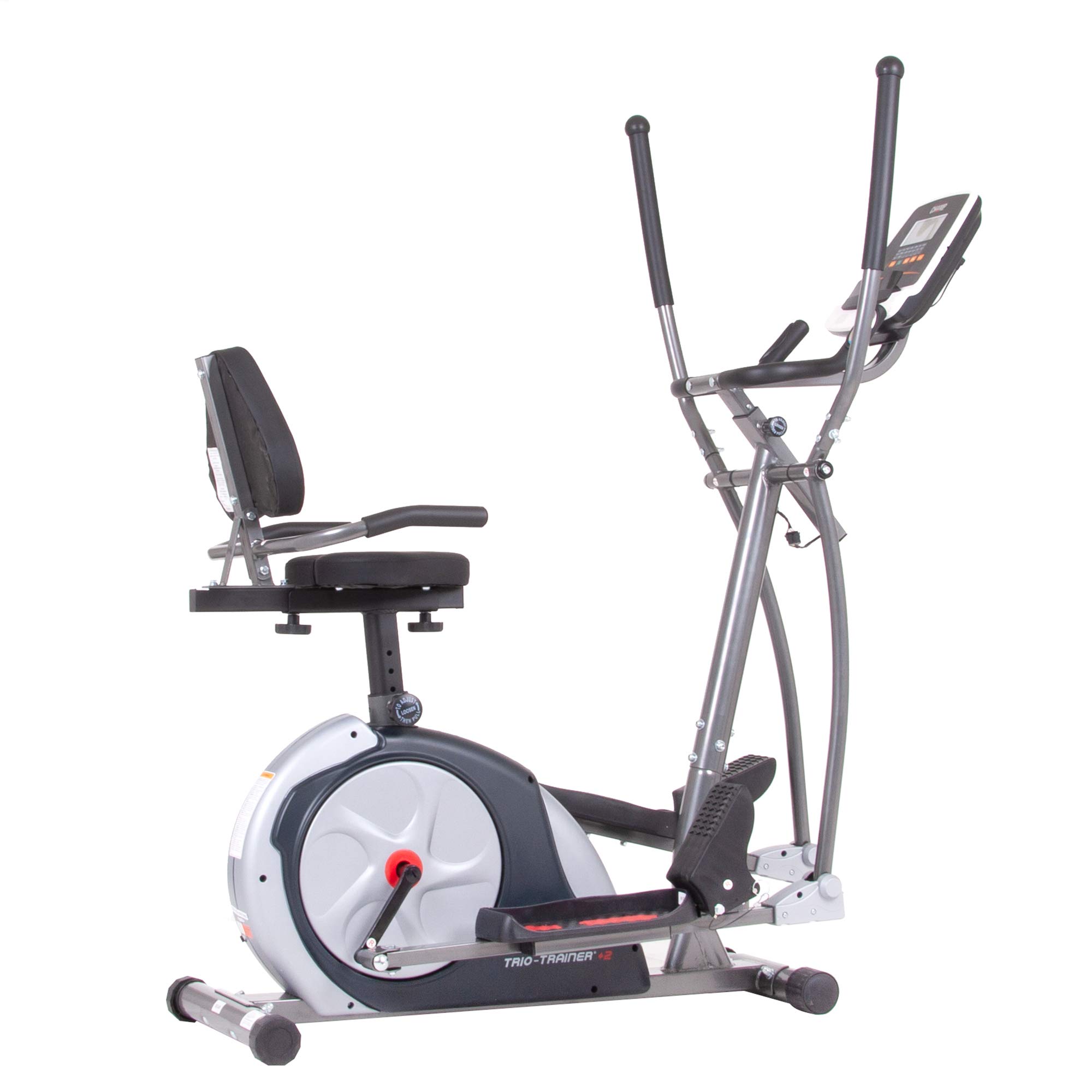 Body Champ 3-in-1 Home Gym, Upright Exercise Bike, Elliptical Machine & Recumbent Bike, Trio Trainer Exercise Machine Plus Two Upper Body Options, Silver, BRT7989