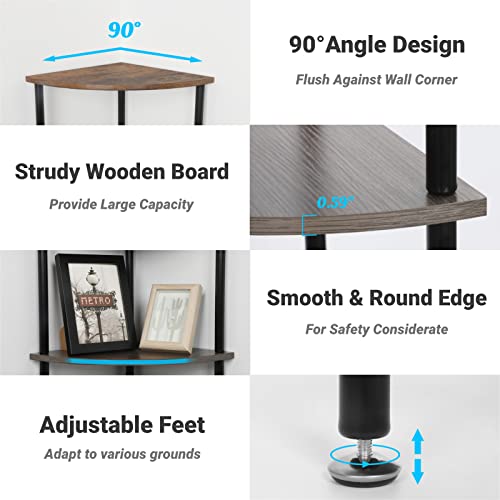 LIANTRAL 5 Tier Corner Shelf, 49.8β Corner Shelf Stand, Corner Bookshelf Plant Stand, Storage Shelf for Bathroom, Living Room, Kitchen, Home Office