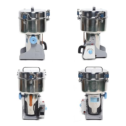 Grain Grinders, 2000g 110V Commercial Electric Herb Mills Spice Grinder Stainless Steel Food Grinding Machine 270° Swing Type Power Mill & Grinder for Coffee Bean Nut, 60-350 Mesh Degree of Crushing