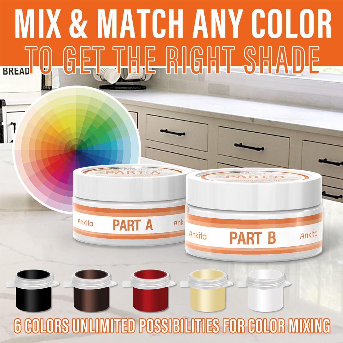 Granite Repair Kit, Marble Repair Kit(Color Match), Quickly Fix Chips, Pits, Cracks, Deep Scratches on Granite, Marble, Travertine, Corian and Other Stones - Quartz Countertop Repair Kit