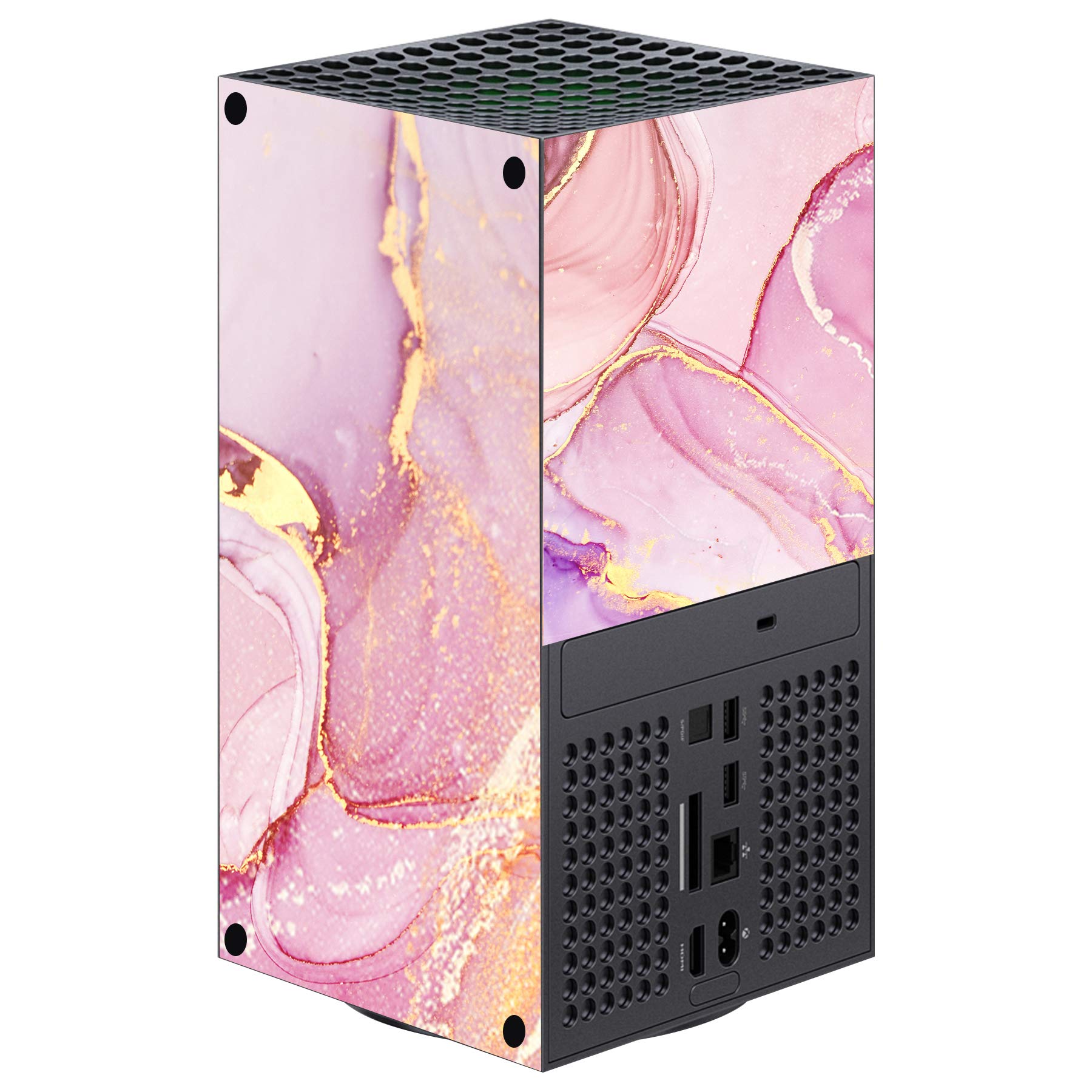 PlayVital Cosmic Pink Gold Marble Effect Custom Vinyl Skins for Xbox Series X, Wrap Decal Cover Stickers for Xbox Series X Console Controller