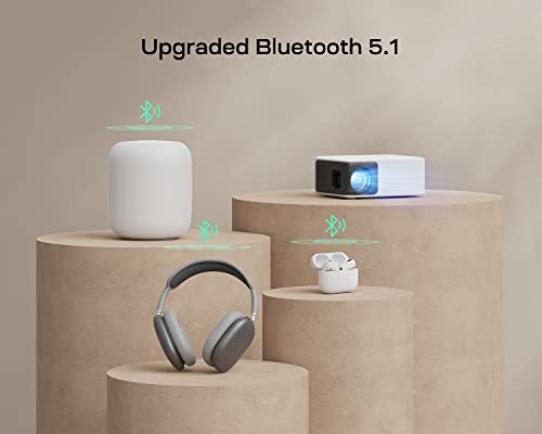 Mini Projector with WiFi Bluetooth, Portable Projector Full HD 1080P Support, YOTON Video Projector for Home Theater, Compatible with PC/Tablet/Fire Stick/iOS and Android Phone Projector