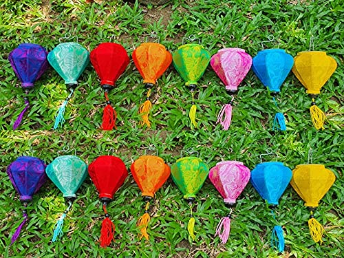 Vietnam Souvenir Shop, Set of 16 Vietnamese Silk Lanterns 10cm, Hoi an Lanterns for Restaurant Decor, Christmas Decor, Home Decor, Garden Party Decor, LT12_10