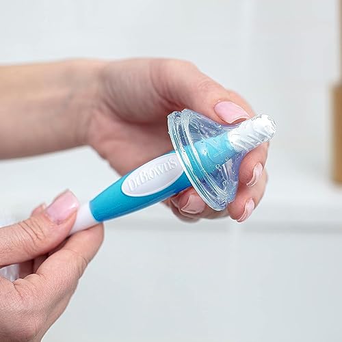 Dr. Brown's Reusable Sponge Baby Bottle Cleaning Brush with Suction Cup Stand, Scrubber and Nipple Cleaner, Blue 1-Pack (Pack of 2)