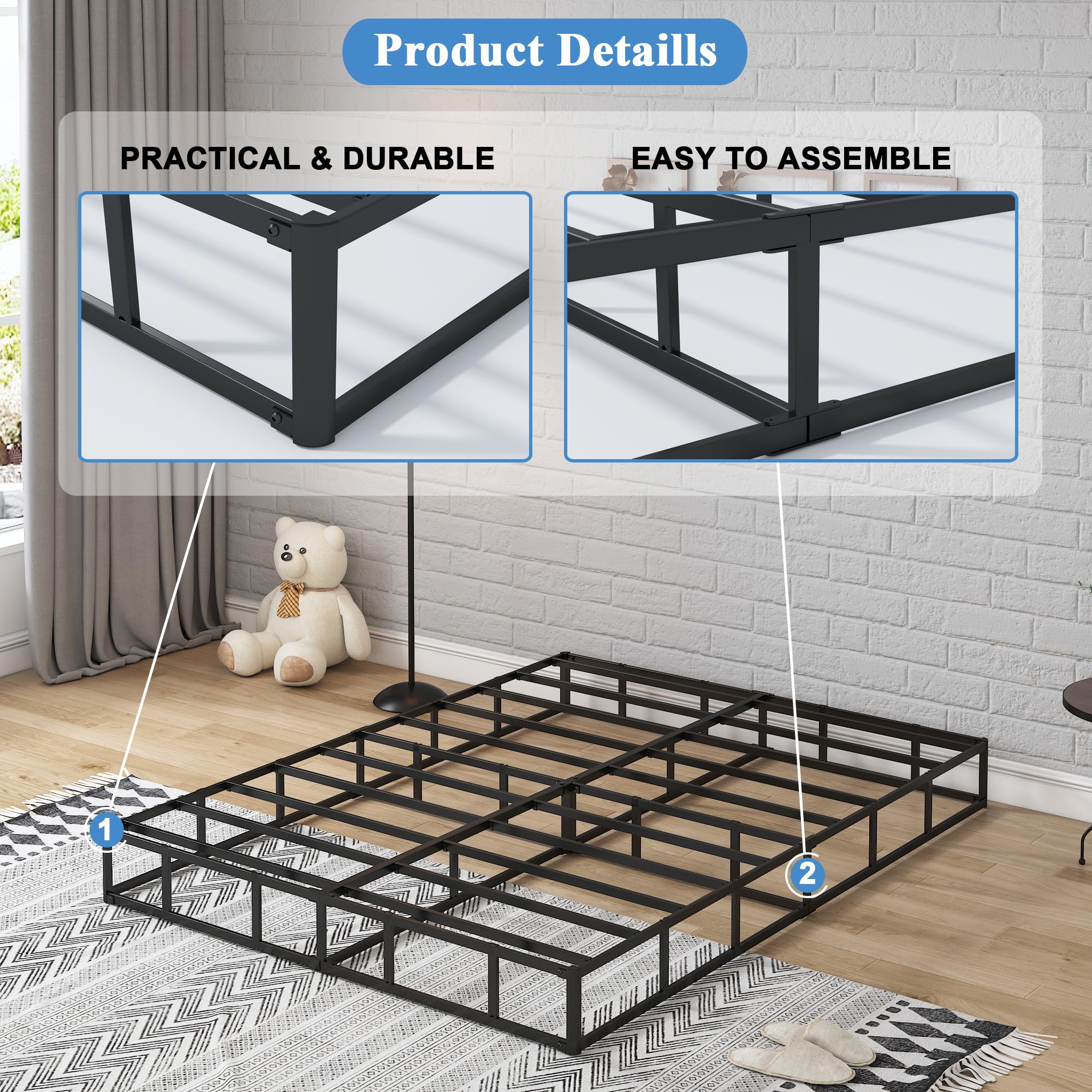 FMDMR Full Size Box Spring with Fabric Cover Set,7 Inch High Profile Full Box Spring with 3000lbs Max Weight Capacity, Durable Mattress Foundation Easy Assembly, Non-Slip, Noise Free