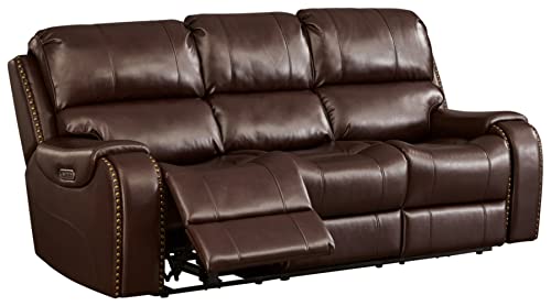 Signature Design by Ashley Latimer Power Reclining Sofa with Adjustable Headrest, Brown