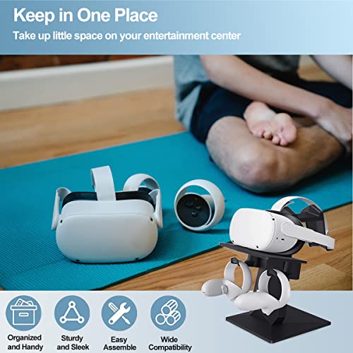 BQ SAER VR Stand, VR Headset Oculus Quest 2 Stand, VR Accessories Headset and Controllers Stand for Meta/Oculus Quest 2/Quest/Rift S/Valve Index, VR Oculus Quest 2 Accessories Desktop Display Stand