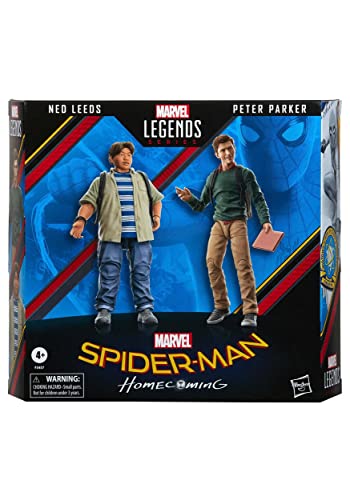 Spider-Man Marvel Legends Series 60th Anniversary Peter Parker and Ned Leeds MCU 6-inch Action Figures, 7 Accessories (pack of 2)