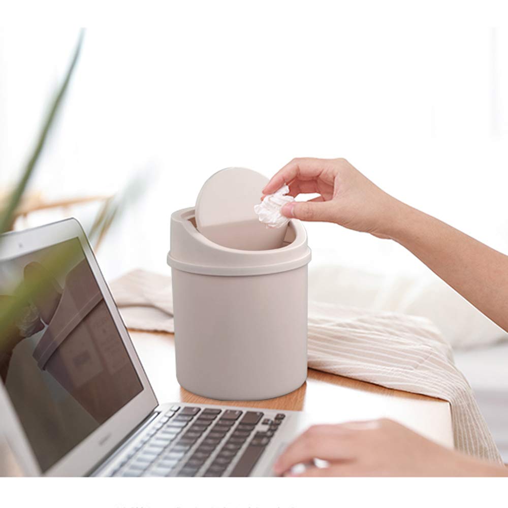 Fiazony Plastic Tiny Waste Bin, Desktop Mini Trash Can with Swing Lid, Pink