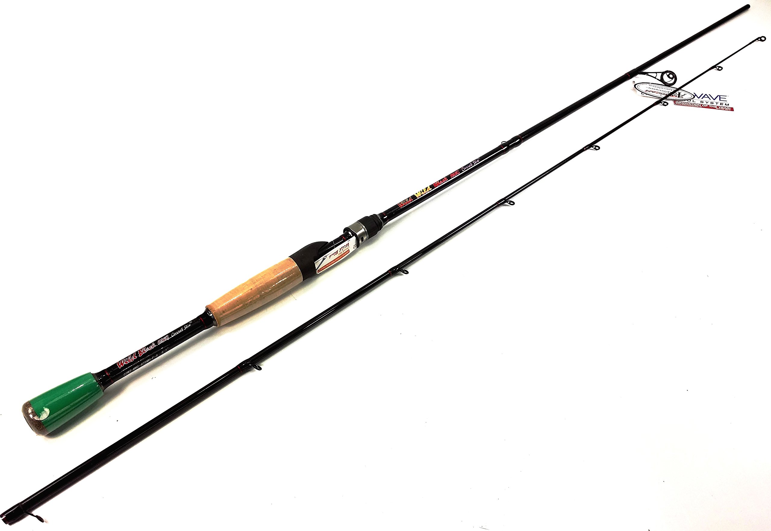 Carrot Stix Collapsible 2 Piece Spinning - Wild Wild Black Fishing Rod Microwave Guides (7' 0" Medium Light)