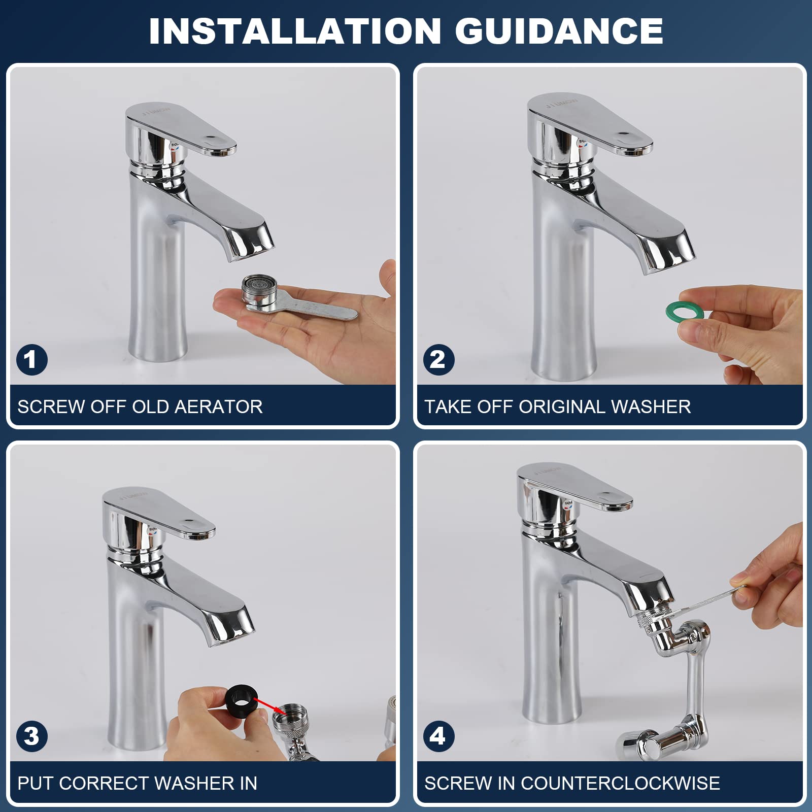 Edulnke 1080 Degree Rotating Faucet Extender,Bigger Angle 1080° Swivel Robotic Arm Extension Aerator,Multifunctional Splash Filter Extender Universal Model Kitchen/Bathroom Sink (1Pcs), Silver