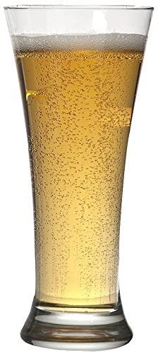 Circleware Quench Beer Drinking Glasses, Set of 4, Home & Kitchen Entertainment Dinnerware Highball Glassware for Water, Wine, Juice and Best Bar Liquor Dining Decor Beverage, 11.8 oz, Clear