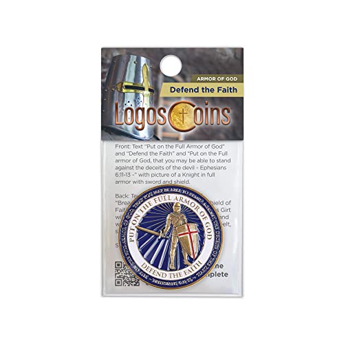 Defend The Faith Armor of God Coin, Religious Challenge Coins for Bible Study & Collectors, Shining Knight in Gods Armour, Motivational Commemorative Coin, Inspirational Scripture Token Gift