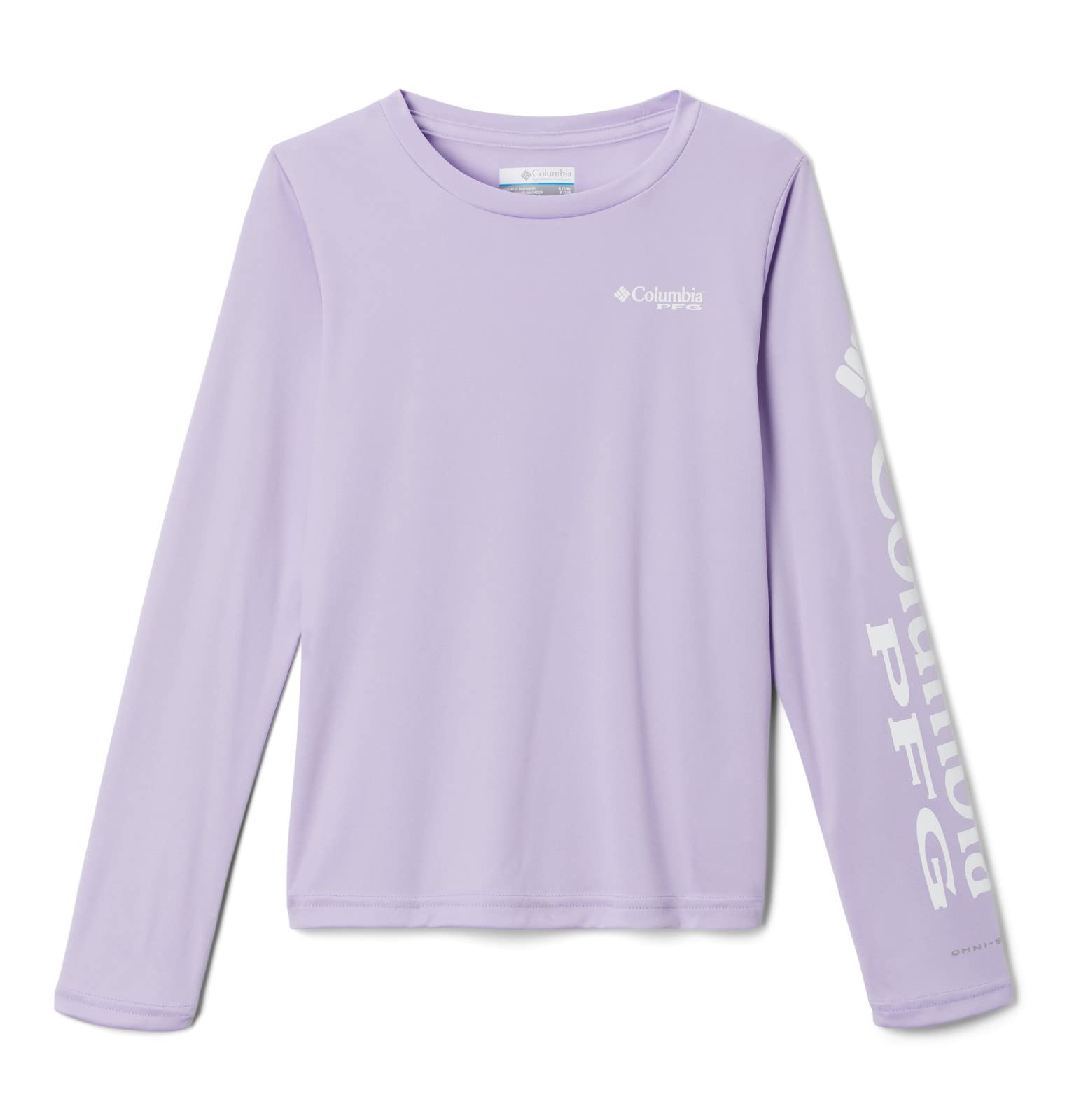 Columbia Youth Girls Tidal Tee Long Sleeve, Soft Violet/White Logo, X-Small