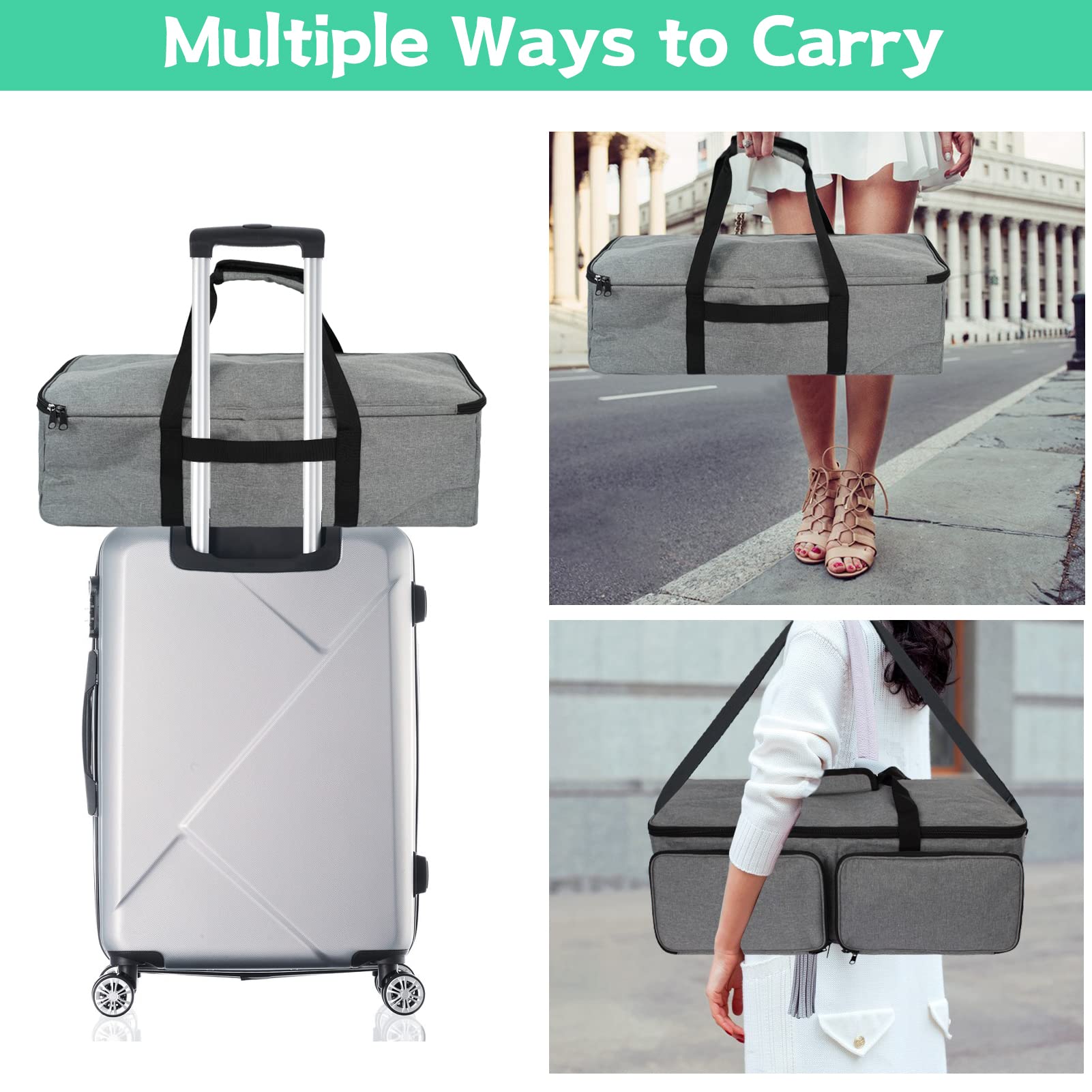 Carrying Bag for Cricut Maker with Dust Cover Compatible with Die Cut Machine, LASZOLA Double Layer Carrying Case Travel Storage Bag for Cricut Explore Air 2 and Silhouette Cameo 4 - Black