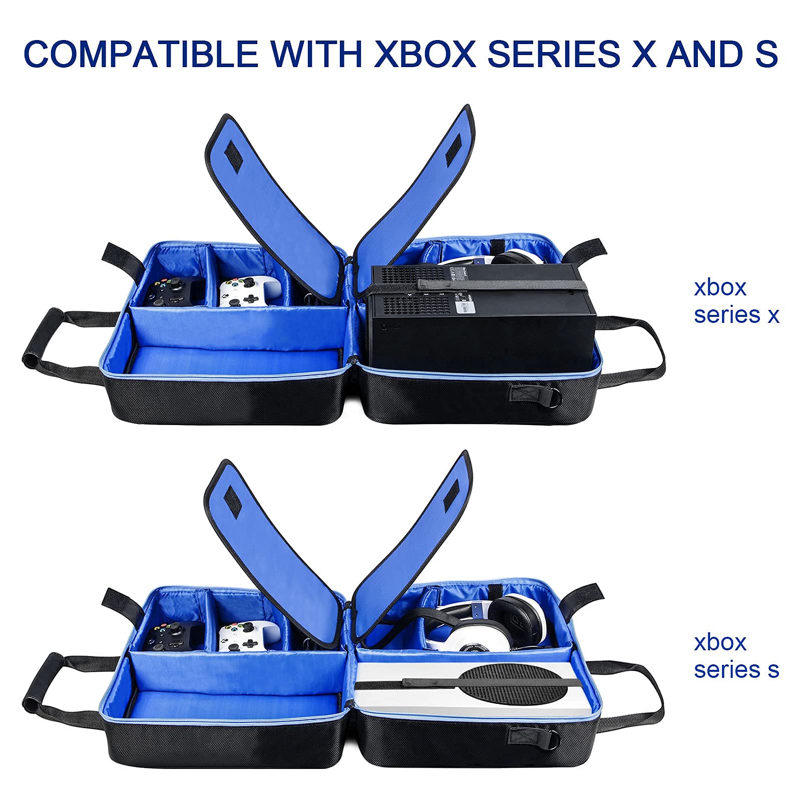 Carrying Case Compatible with Xbox Series X & S Console, Portable Travel Storage Bag Organizer for Xbox Game Console Gaming Headset, Controllers, Cables and Other Accessories.