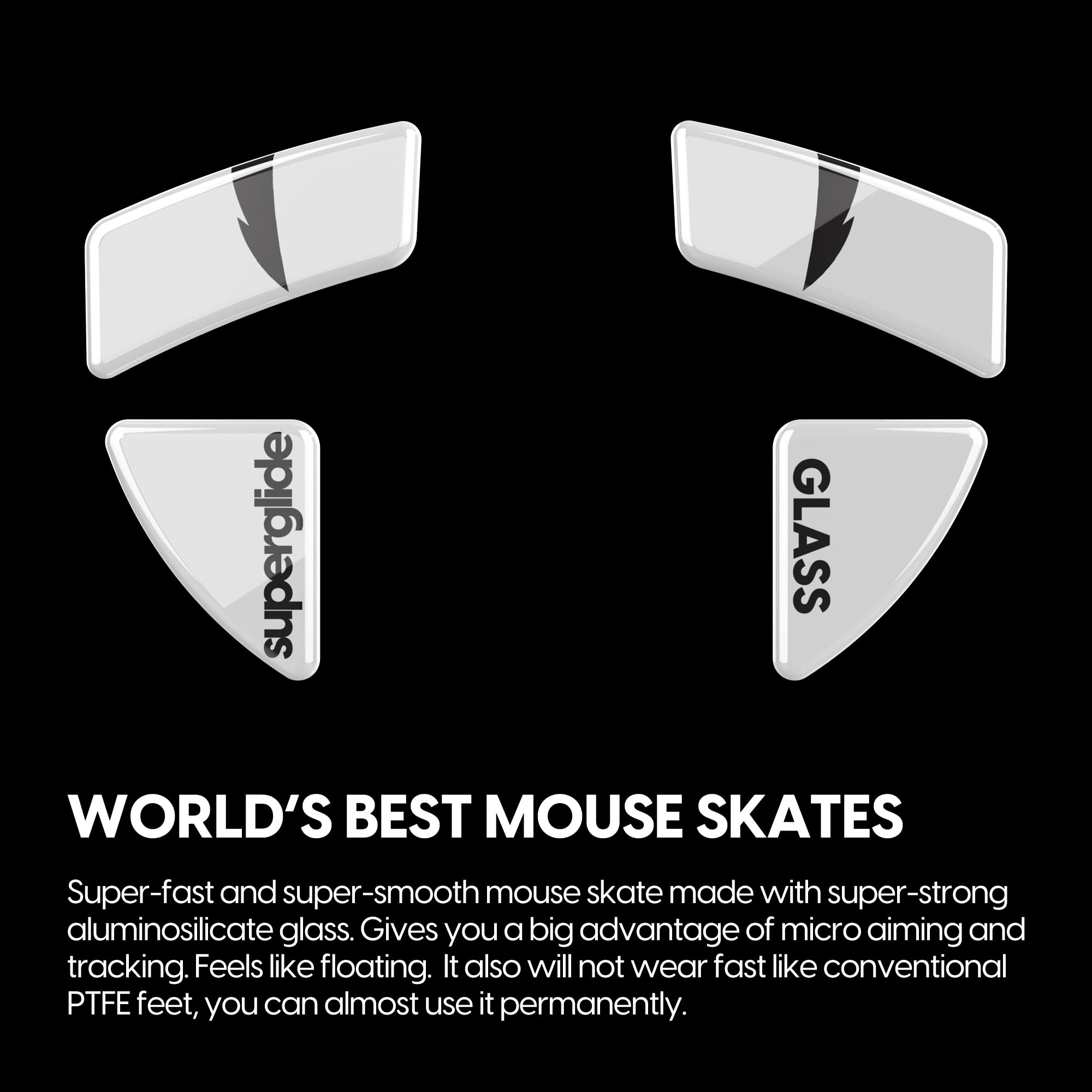 Superglide - Fastest and Smoothest Mouse Feet/Skates Made with Ultra Strong Flawless Glass Super Fast Smooth and Durable Sole for Razer Viper Ultimate [White]