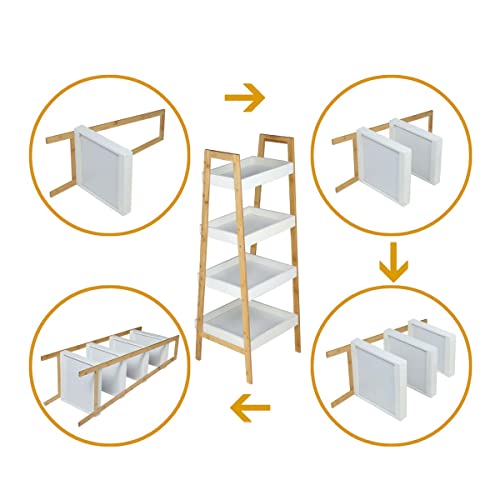 Magshion 4-Tier Ladder Shelf Casual Home Basics Modern Bookshelf Organizer, Storage Rack Shelves, Decorative Leaning Bookshelf for Bathroom, Living Room, Corner Display Bookcase